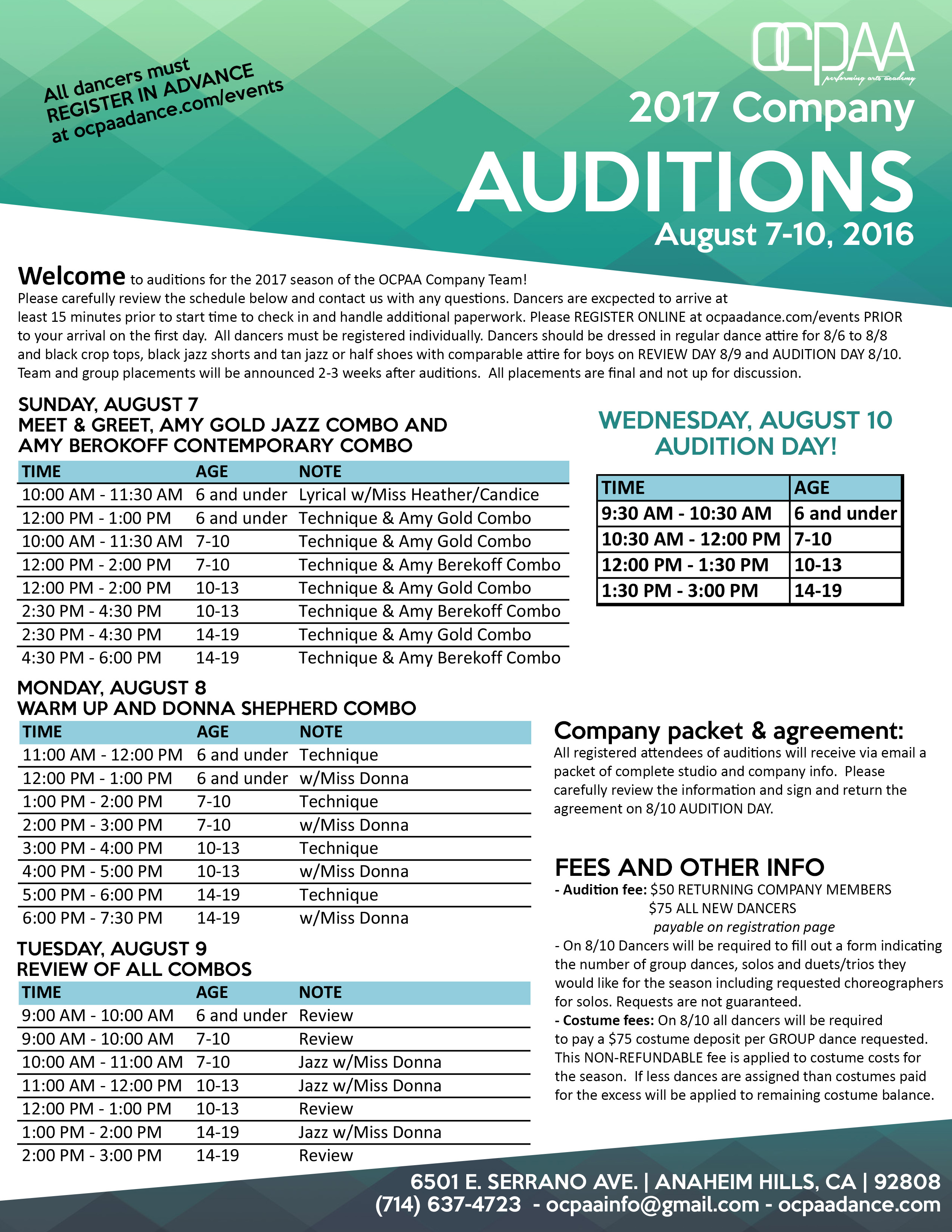 2017 SEASON AUDITIONS v2 – OCPAA Dance Studio