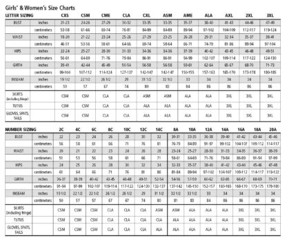 Costume Size Chart – OCPAA Dance Studio