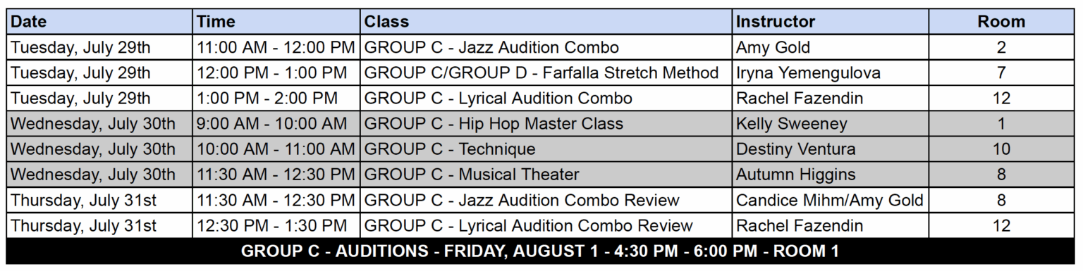 2025/2026 COMPANY Auditions – OCPAA Dance Studio