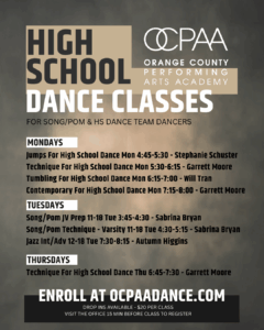 High School Dance Classes – OCPAA Dance Studio